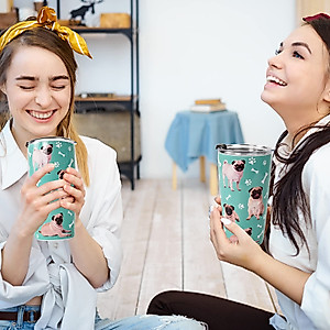 Pug Gifts- 20 Oz Stainless Steel Tumbler - Dog Lover Gifts - Gifts For Dog Mom, Dog Owner, Women, Girls, Friends, Daughters, Coworkers - Pug Tumbler