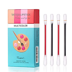 Eliversion 20Pcs Waterproof Non-Stick Lip Tint Cotton Swab, Long Lasting Matte Lip Gloss Applicator