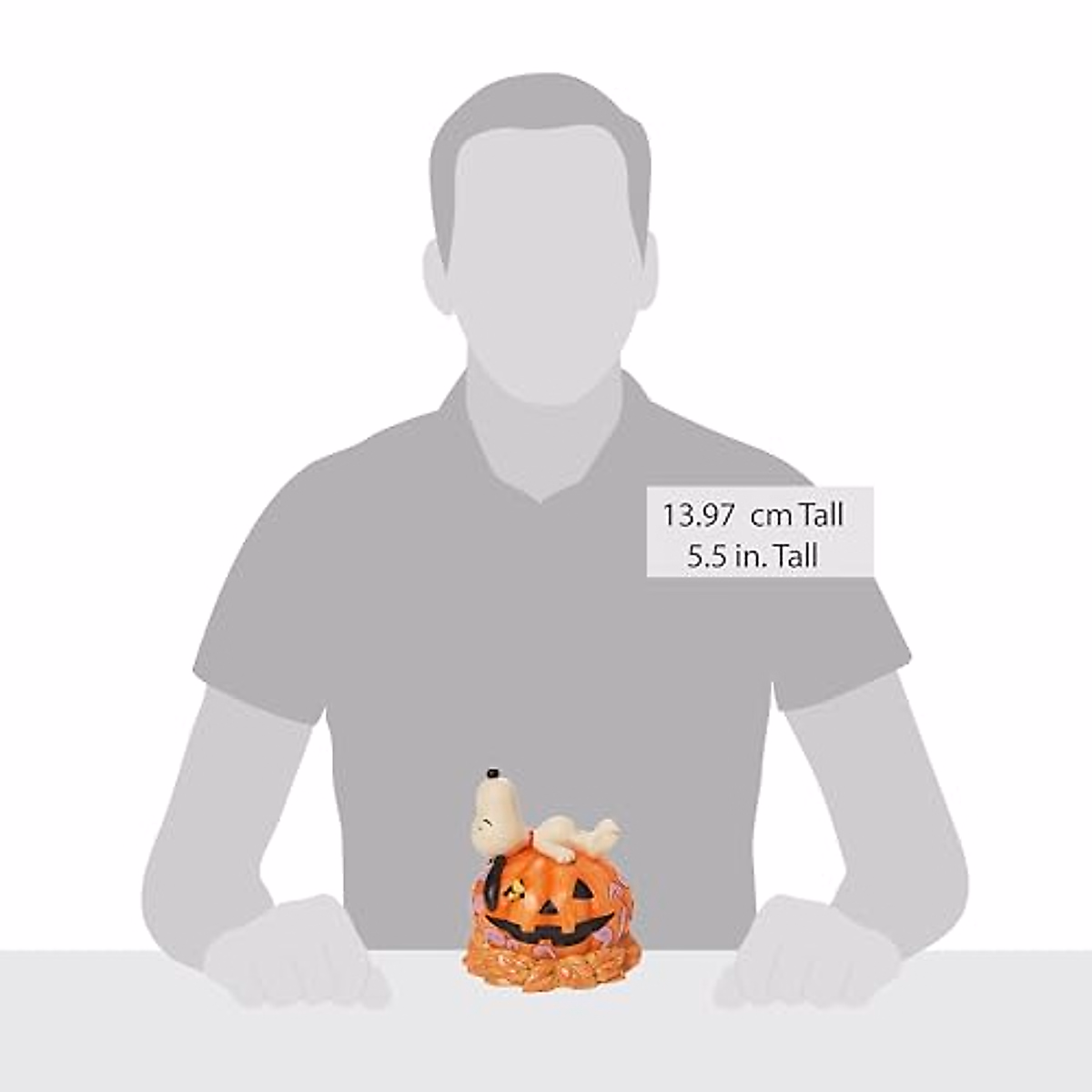 Enesco Peanuts by Jim Shore Halloween Snoopy Laying on Carved Pumpkin Figurine, 5.5 Inch, Multicolor