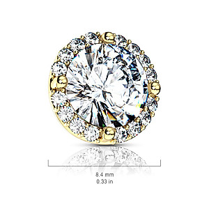 Round Prong CZ Center with CZ Around Internal Thread Dermal Anchor Tops (Gold)