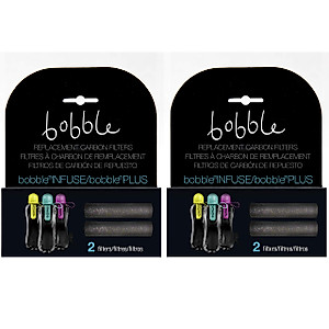 Replacement Carbon Filters for Bobble Classic, Infuse and Plus Bottles - 2 Pack (4 Total Filters)