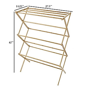 Lavish Home Bamboo Clothes Drying Rack- Collapsible and Compact for Indoor/Outdoor Use-Portable Wooden Rack for Hanging and Air-Drying Laundry