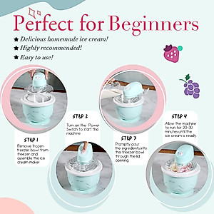 Secura Ice Cream Maker, DIY Visualization Ice Cream Machine for Gelato, Sorbet, Frozen Yogurt, Perfect for Beginners, Food Grade Safe Material, 1QT