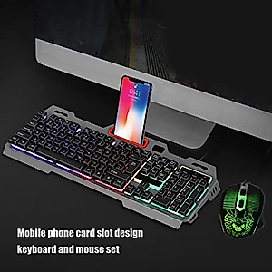 Vikye Wired Gaming Keyboard and Mouse Combo, 104 Keys RGB Backlit Ergonomically Mechanical Gaming Keyboard, Wired USB Gaming Keyboard Mouse Set