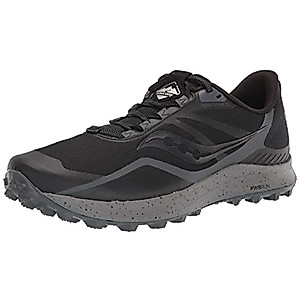 Saucony Men's Core Peregrine 12 Trail Running Shoe, Black/Charcoal, 9.5