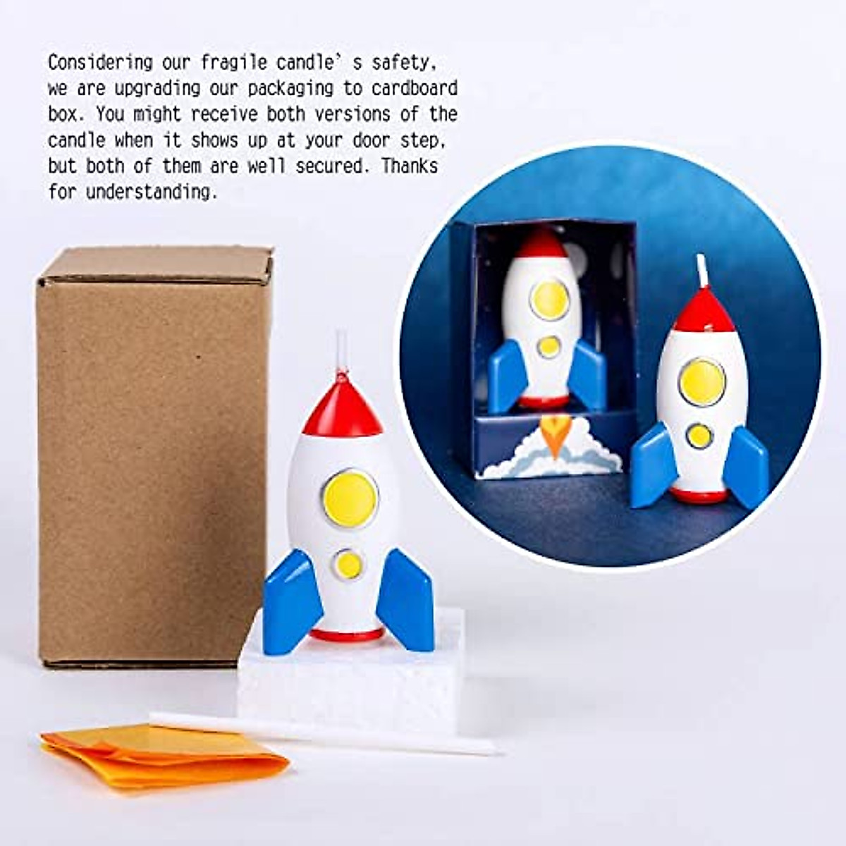 Spaceman Birthday Candle Outer Space Theme Rocket Candle for Birthday Party Childrens Day Baby Shower (Rocket)