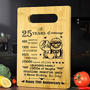 25th Years Anniversary Wedding Gift For Her Him - Personalized Bamboo Cutting Board Wedding Gift for Wife Husband Mom Dad - 25th Anniversary Cutting Board Home Decorations Gift