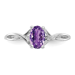 IceCarats 14K White Gold Purple Amethyst February Birthstone Ring size 7