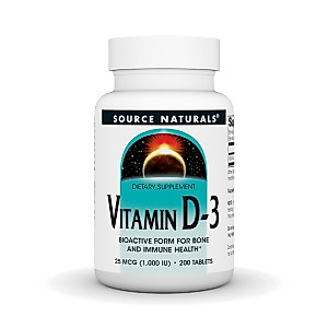 Source Naturals Vitamin D-3 Supports Bioactve Form for Bone & Immune Health 1000 iu (25 mcg) -200 Tablets