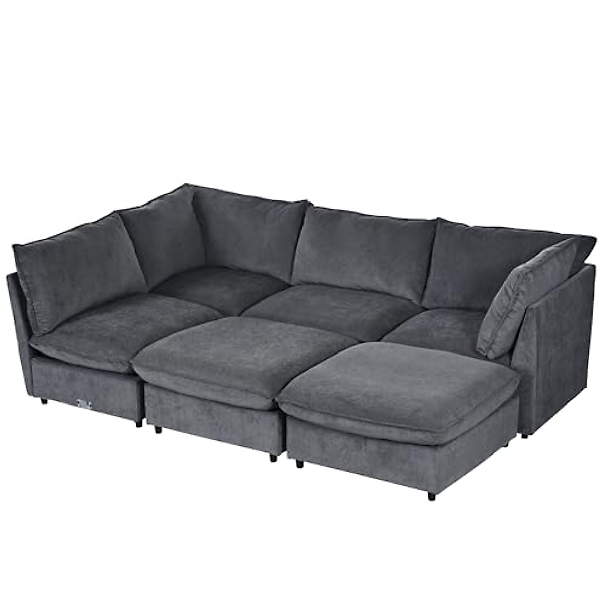 136.6" Oversized U-Shaped Cushions Modular Sectional Sofa W/Extra Wide Chaises and Removable Ottomans,6 Seaters Corner Upholstered Sofa & Couch Deep Seat Convertible Sleeper Couch Bed for Living Room
