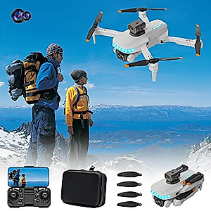 WiFi FPV Mini Drone With 4K HD Dual Camera Altitude Hold Mode Foldable RC Drone Quadcopter Circle Fly, Route Fly, Altitude Hold, Headless Mode (White)