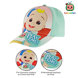 ABG Accessories Boys Blippi Toddler Baseball Cap, Features Jj, Totom and Yoyo, Kids Hat for Ages, CoComelon White/Blue, Age 2-4