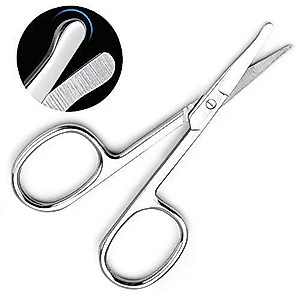 Moustache Trimmer,Eyebrow and Nose Hair Scissors For Men&Woman,Curved and Rounded Facial Hair Scissors - Moustache Scissor, Beard Trimming Scissors Beard Eyebrow Trimmer Scissors Stainless Steel Set A