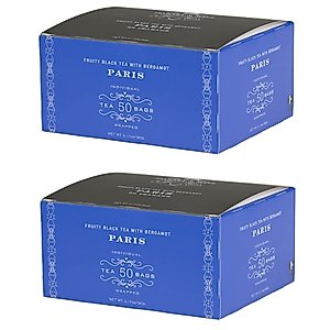 Harney & Sons Paris Tea Bags - Box of 50 Tea Bags (Pack of 2) Fruity Black Tea with Bergamot