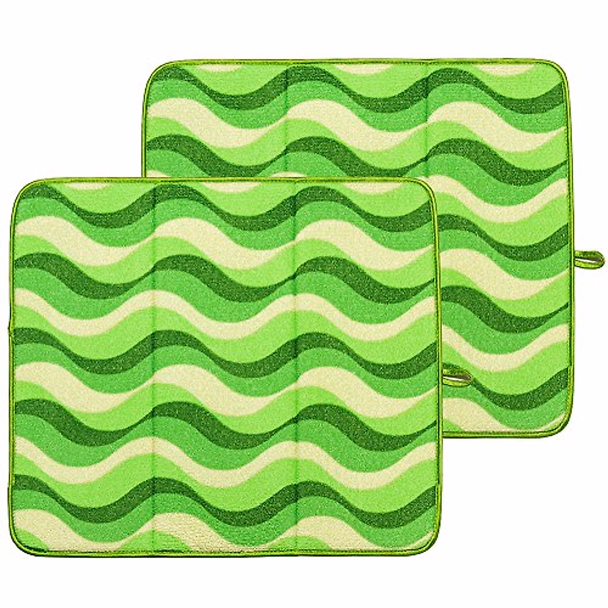 Campanelli's Dish Drying Mats w/ Hanging Loop - 2-Piece - Gently Dry Dishes & Delicates - Highly Absorbent Premium Microfiber, Foldable & Machine Washable - As Seen On QVC (16" x 18", Olive Grove)
