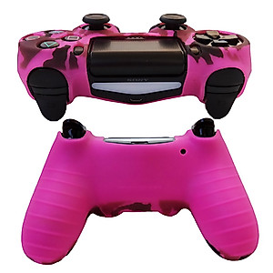Hikfly Silicone Gel Controller Cover Skin Protector Compatible for PS4/PS4 Slim/PS4 Pro Controller (1 x Controller Cover with 8 x FPS Pro Thumb Grip Caps)(Peach)