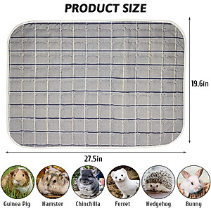 BNOSDM 4 Pack Guinea Pig Cage Liners Washable Mats Reusable Guinea Pig Pee Pads Waterproof Absorbent Bedding Liner for Hamsters Rats Bunny Rabbits Small Animals (Gray Plaid)