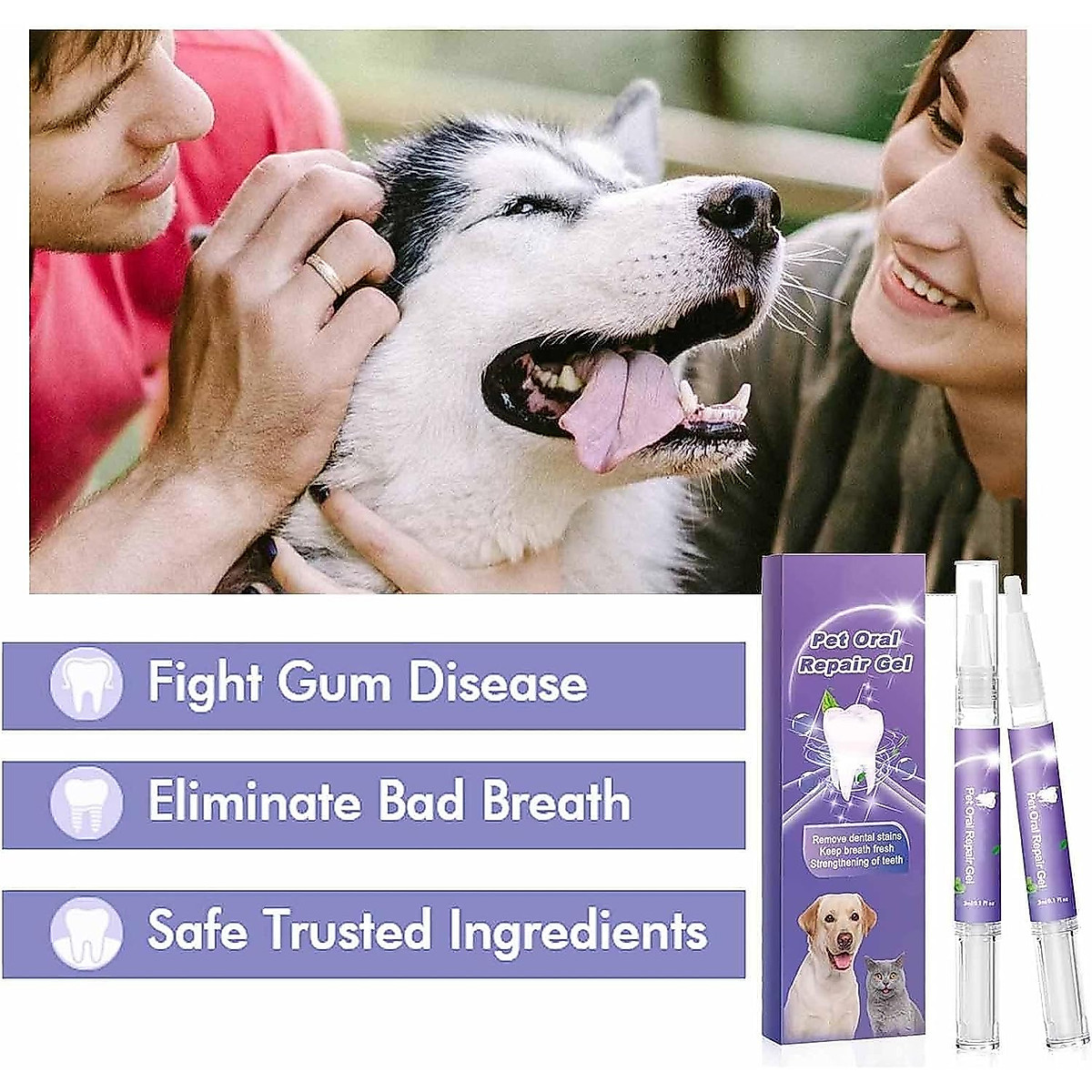 Pet Oral Repair Gel, Pet Oral Restoration Whitening Gel, Pet Breath Freshener Gel Care Cleaner, Eliminate Bad Breath, Targets Tartar, Teeth Whitening, Keep Your Pet Oral Healthy (4 pcs)