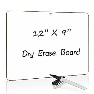 Grope Small Dry Erase Boards Blank Double Sided Portable Learning Writeboard Mini Lapboards with a Marker for Children 9x12 inches (Blank Set of 1)