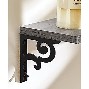 AMADA HOMEFURNISHING Floating Shelves, Grey Wall Shelves for Bedroom, Bathroom, Kitchen, Living Room, Shelves for Wall Decor Set of 3, Waterproof - AMFS21