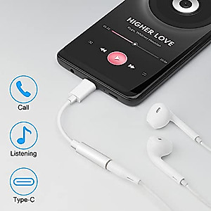 USB C to 3.5mm Headphone Jack Adapter (Pack of 2), USB Type C to Aux Audio Dongle Cable Earphone Jack Converter Compatible with Samsung Galaxy S22 S21 S20 Note 20 10+ A73 A53, Pixel 6 5 4 3 and More