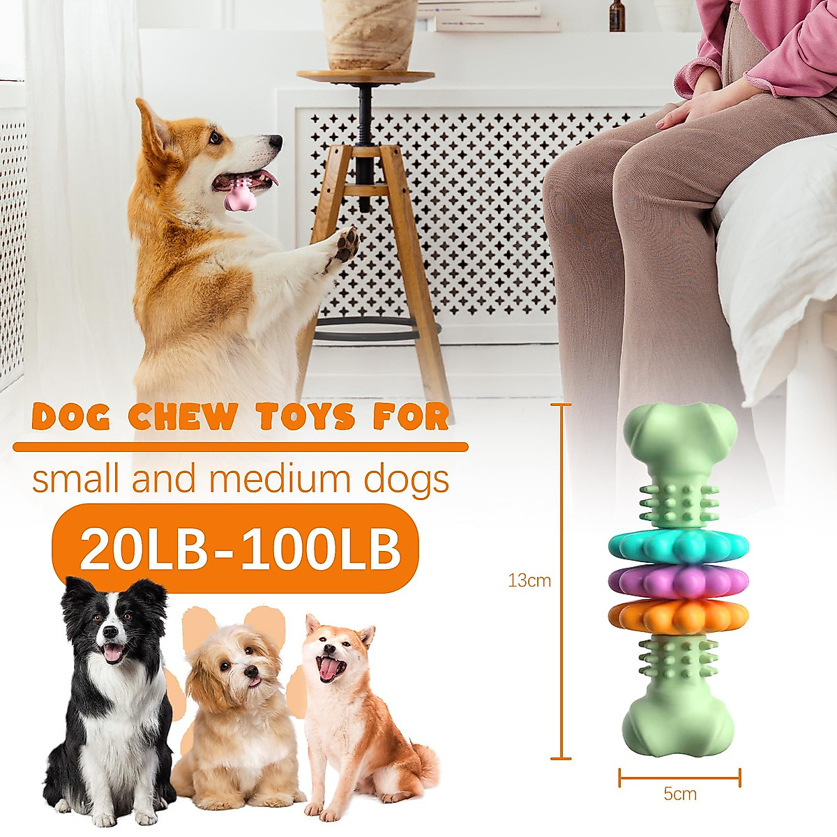 Lykani Dog Chew Toys for Small Dogs Toothbrush Stick Teeth Cleaning Brush Dental for Aggressive Chewers, Durable Interactive Dog Toys, Rubber Dog Toys for Puppy Christmas Easter Birthday Gifts, Green