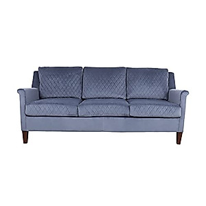 SLNFXC 178x65x49CM Velvet Upholstered Sofa Couch Pine Plywood Furniture Light Grey/Garden (Color : Blue, Size : Three Seat)