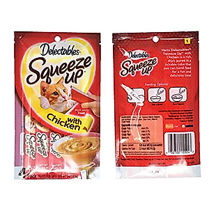 Delectables Squeeze Up Hartz Cat Treats Variety 6 Pouch Bundle of 3 Flavors; 2 Pouches of Each (Tuna, Chicken, Tuna & Shrimp; 2.0 oz Each)
