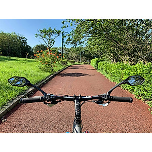 MEACHOW New Scratch Resistant Glass Lens,Handlebar Bike Mirror, Rotatable Safe Rearview Mirror, Bicycle Mirror, (Silver Left Side) ME-007LS