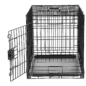 Amazon Basics - Durable, Foldable Metal Wire Dog Crate with Tray, Single Door, 30 x 19 x 21 Inches, Black