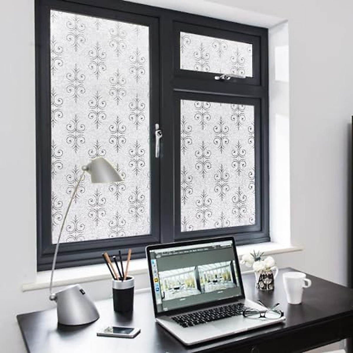 LEMON CLOUD Decorative Window Film Static Frosted Privacy Film Glass Cling Non Adhesive Opaque Film Anti-UV for Kitchen Bathroom Home 17.5 x 78.7 Inches