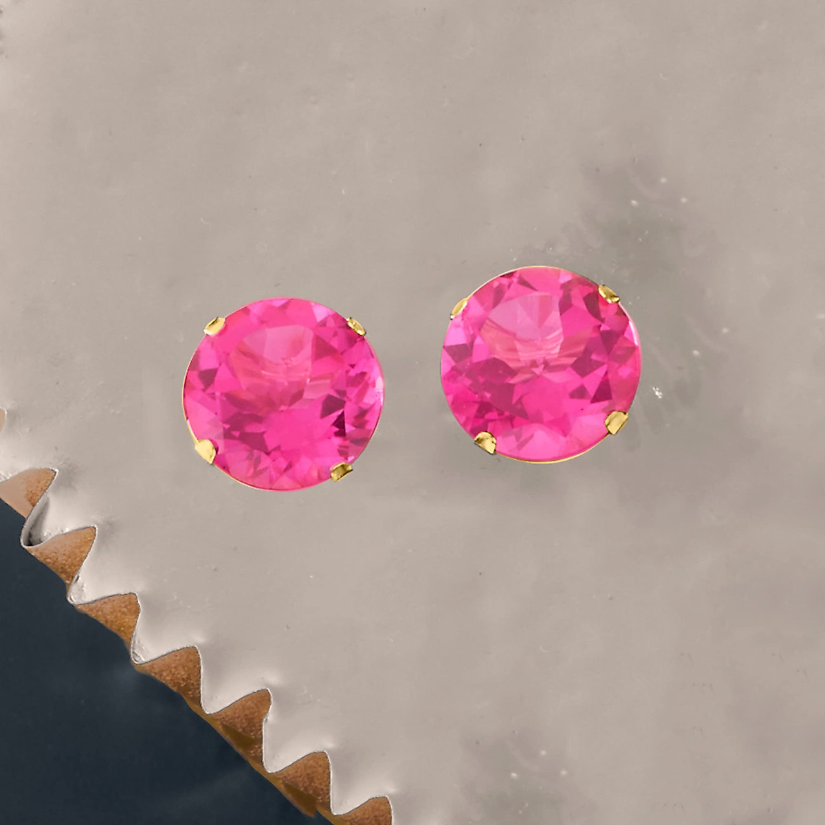 Ross-Simons 8.70 ct. t.w. Pink Topaz Stud Earrings in 14kt Yellow Gold