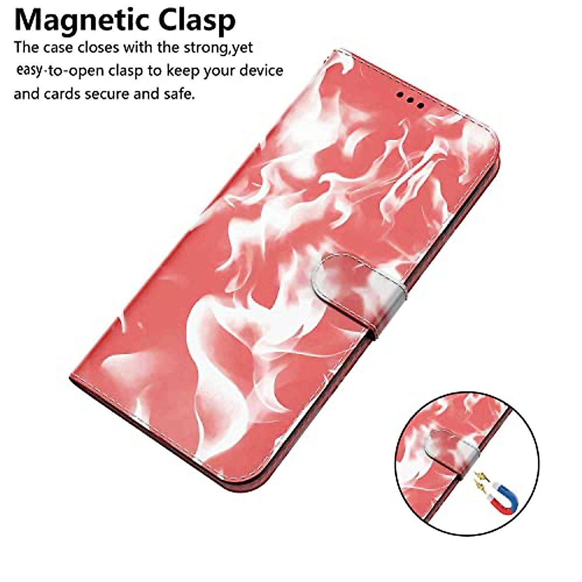 NATUMAX Phone Cover Wallet Folio Case for Oppo REALME 7 PRO, Premium PU Leather Slim Fit Cover for REALME 7 PRO, 2 Card Slots, Horizontal Viewing Stand, Simple case, Red