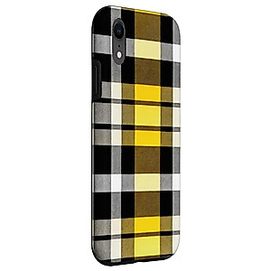 iPhone XR Yellow Black Tartan Plaid Pattern 80s Design Case