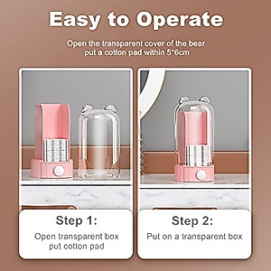 Automatic Cotton Pad Dispenser Wall-mounted Cotton Pad Holder Cotton Pad Organizer Press Out Cotton Square Holder Cotton Pad Round Holder Makeup Organizer for Pads Cotton Round Dispenser (Pink)