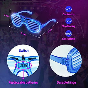wellent 32 PCS LED Glasses Glow Glasses, Glow in The Dark Party Supplies 2024 for Kids Adults, Rave Neon Glasses Flashing Sunglasses, Light Up Glasses for Glow Party Birthday Wedding Carnival
