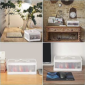 Gbivbe Photo Storage Bag 4x6, 10 Inner Large Photo Storage Box Photo Cases Store up to 1000 Photos, Photo Organizer Cards Craft Keeper with Handle for Photo Puzzles Cards Seed Packets (White)