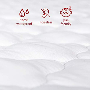 Waterproof Pack N Play Mattress Pad Protector, Cotton Fabric Absorbent and Soft Pack and Play Sheets, Fits Graco Play Yards, Baby Portable Mini Cribs and Foldable Mini Crib Mattress Sheets Cover