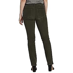 JAG Jeans Women's Petite Ruby Mid Rise Straight Leg Pants, Olive, 14 Petite