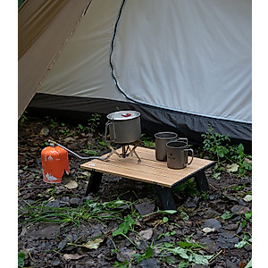 iClimb Ultralight Compact Mini Beach Picnic Folding Alu. Table with Carry Bag, Two Size (Nature - S)