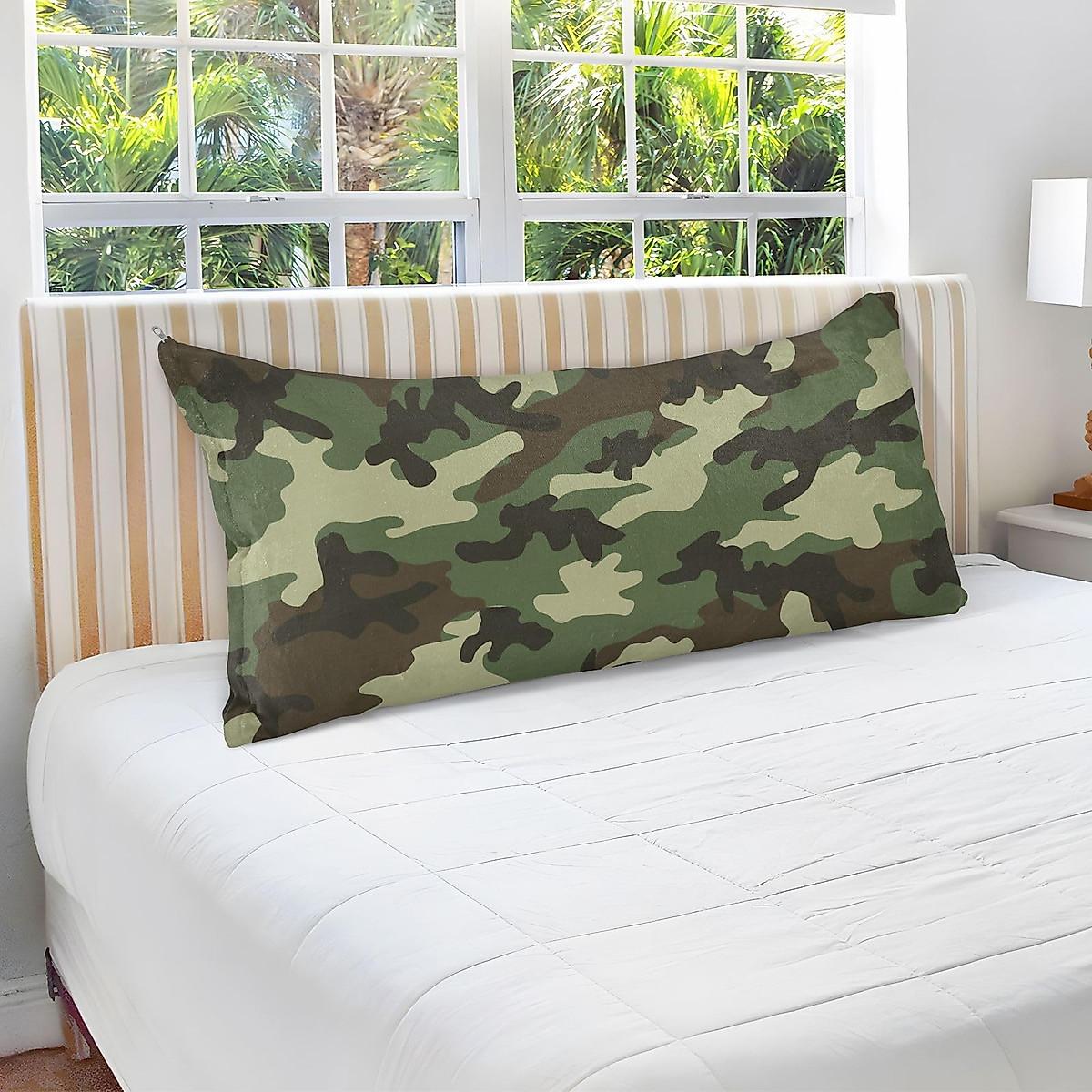 Military Camouflage Pillowcase for Hair and Skin Body Pillow Cover Body Pillow Cases King Size 20"X 40" Fluffy Pillow Case with Zipper for Sleeping