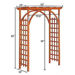VINGLI 85in Wooden Garden Arbor, Wedding Arch for Ceremony, Wood Garden Trellis for Plant Climbing, Christmas Garden Decor Pergola for Garden Backyard, Lawn (Teak)