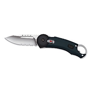 Buck Knives 750 Redpoint Easy Open Utility Pocket Knife with Partially Serrated Blade, All-Weather Grip Handle, and Bottle Opener
