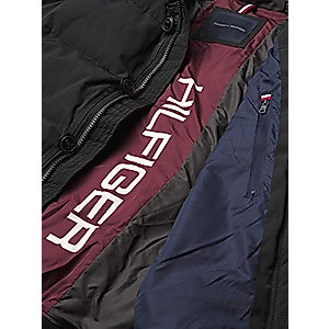 Tommy Hilfiger mens Arctic Cloth Full Length Quilted Snorkel Jacket Down Alternative Outerwear Coat, Black, Large US