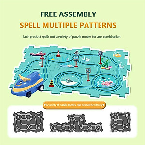 Puzzle Racer Kids Car Track Set - 2024 Best Blooming Babies Puzzle Racer, Children's Educational Puzzle Track Car Play Set,Puzzle Track for Kids (5 Pcs, 4Sets)