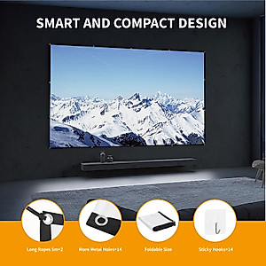 Portable Projector Screen, 120 inch, 16:9, Outdoor Projector Screen, Front and Rear Projection Screen, Foldable, Ironable and Washable, Idea for Home Cinema, Business, Backyard Party, Game.