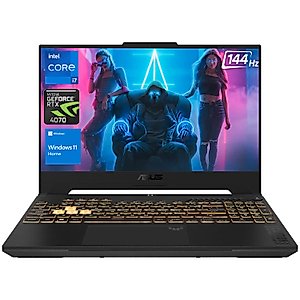 ASUS TUF Dash F15 Gaming Laptop, 15.6" FHD 144Hz Display, 12th Gen Intel Core i7-12700H Processor, NVIDIA GeForce RTX 4070, 16GB RAM, 1TB SSD, Backlit KB, Webcam, HDMI, RJ45, Wi-Fi 6, Windows 11 Home