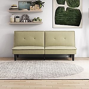 FONTOI Futon Sofa Bed Memory Foam Couch Sleeper Daybed Foldable Convertible Loveseat, Khaki Sage