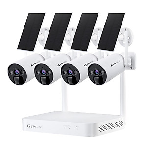yeewise Solar Security Cameras Wireless Outdoor, 2K 4MP Home Security System, 4 Cameras Kit with Color Night Vision, Forever Power, Spotlight Camera, 10CH NVR with 64G Local Storage, No Monthly Fee