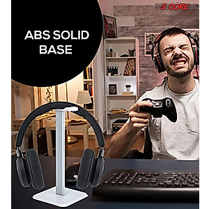 5 CORE Headphone Stand Headset Holder with Aluminum Supporting Bar Flexible ABS Solid Base for All Headphones Size HD STND (White)